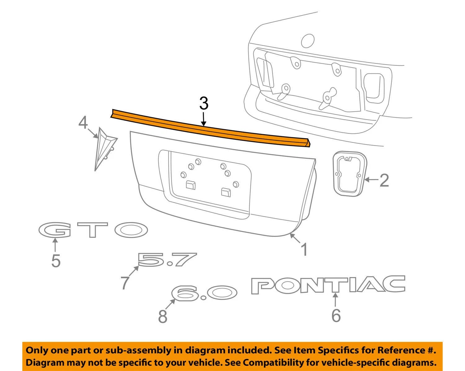 2004 2005 2006 Pontiac GTO Trunk Lid Sealing Strip 92143281 – East ...