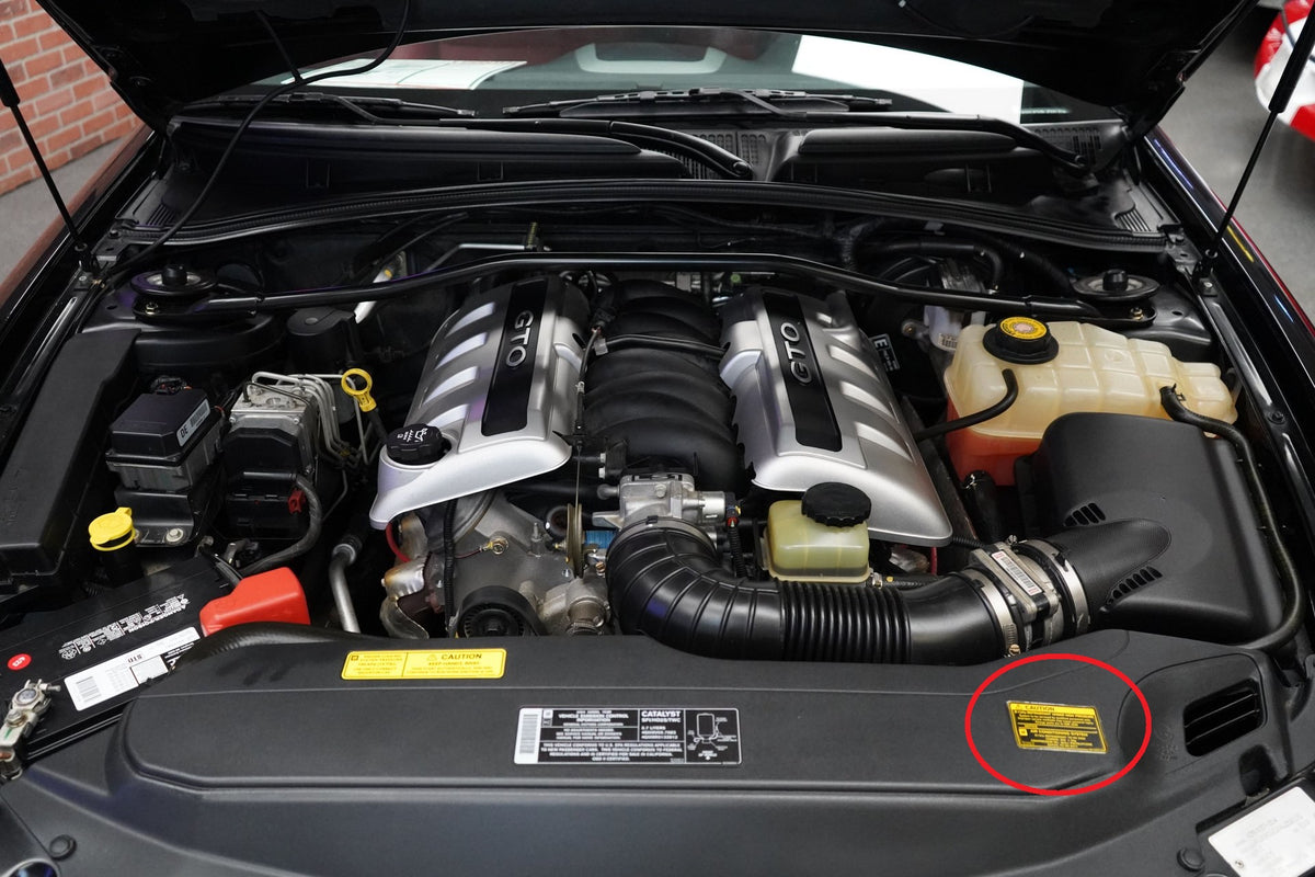 GTO 2004 Radiator Shroud Refrigerant A/C Label 92155513 – East Coast ...