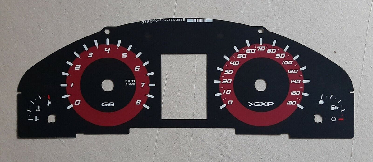 G8 GXP OEM Red Gauge Cluster Overlay – East Coast Holden Parts